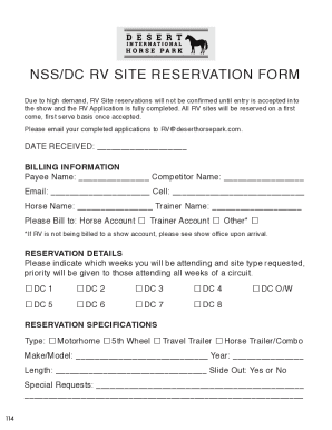 Fillable Online NSS/DC RV SITE RESERVATION FORM Fax Email Print - pdfFiller