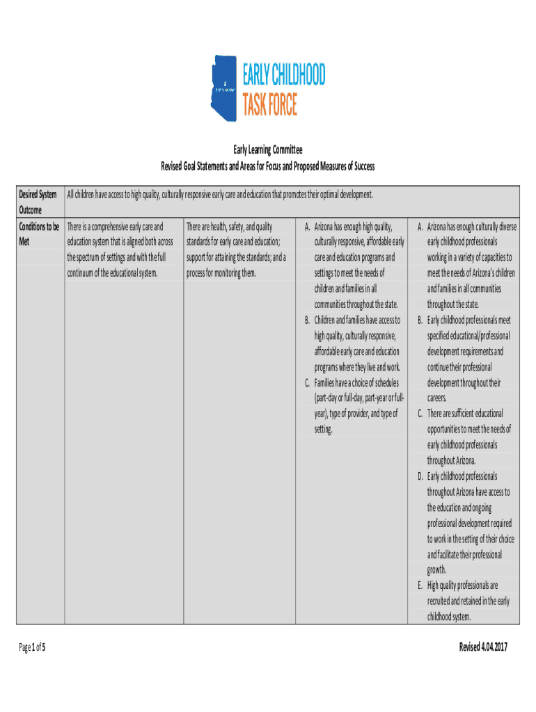 Fillable Online Early Childhood Goal Statements Fax Email Print - pdfFiller