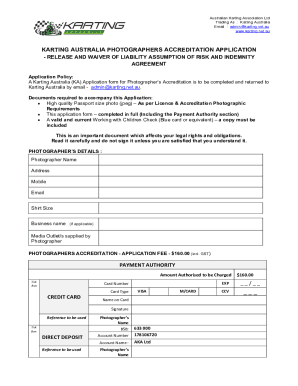 Fillable Online Application form - Australian Karting Association Fax ...