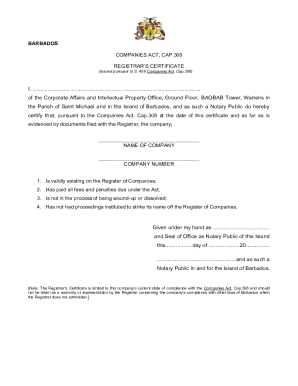 Fillable Online caipo gov Barbados Certificate of Good Standing Fax ...