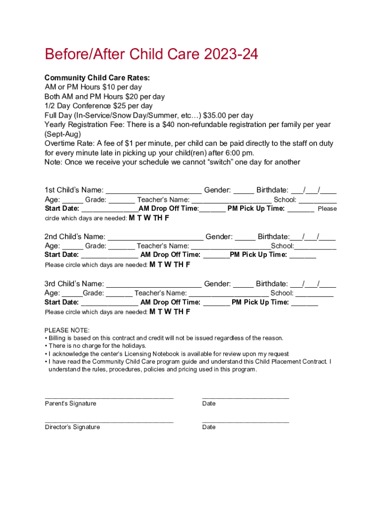 Fillable Online Community Child Care Rates: Fax Email Print - pdfFiller