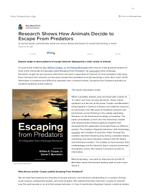 Fillable Online Research Shows How Animals Decide to Escape From ...