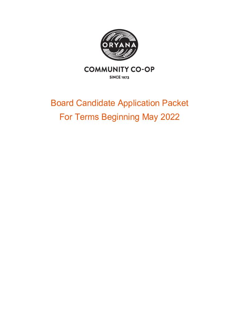 Fillable Online Board Candidate Application Packet For Terms Beginning ...