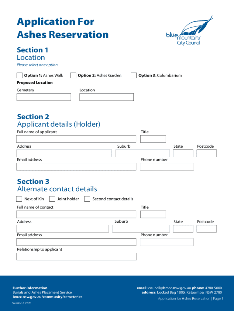 Fillable Online Ashes Register: Mapping the location of cremated ...