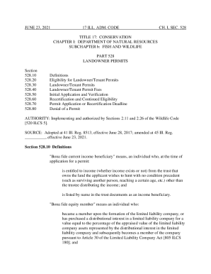 Fillable Online dnr illinois table of contents illinois administrative ...