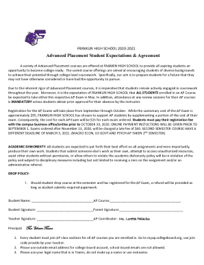 Fillable Online Advanced Placement Student Expectations & Agreement Fax Email Print - pdfFiller