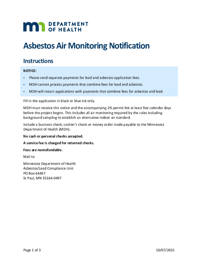 Fillable Online Forms Asbestos - MN Dept. of Health Fax Email Print ...