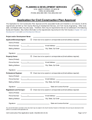 Fillable Online Application for Civil Construction Plan Approval Fax Email Print - pdfFiller
