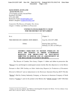 Fillable Online Omnibus Objection to Motion to Authorize Requests for ...