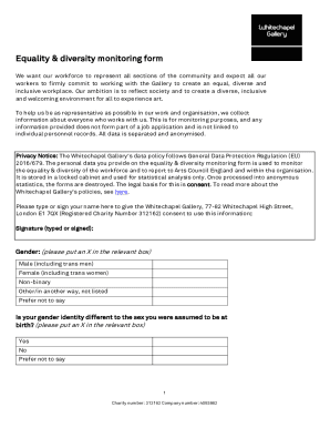 Fillable Online Equality & diversity monitoring form - London Fax Email ...