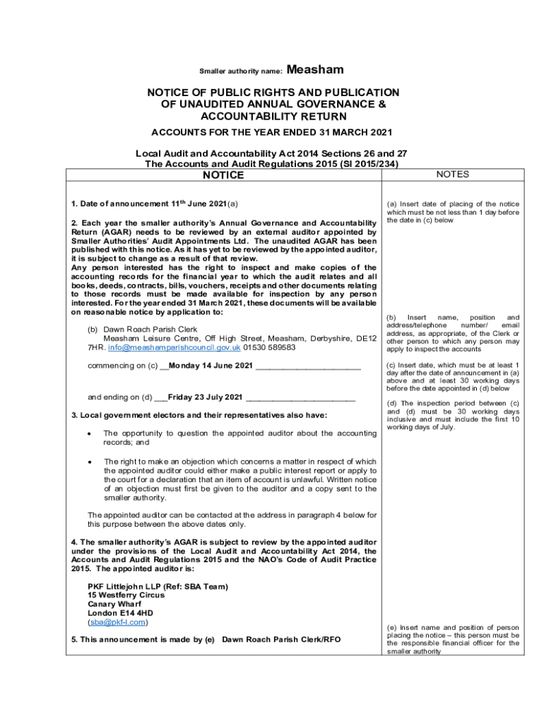 Fillable Online Annual Governance and Accountability Return 2020121 ...