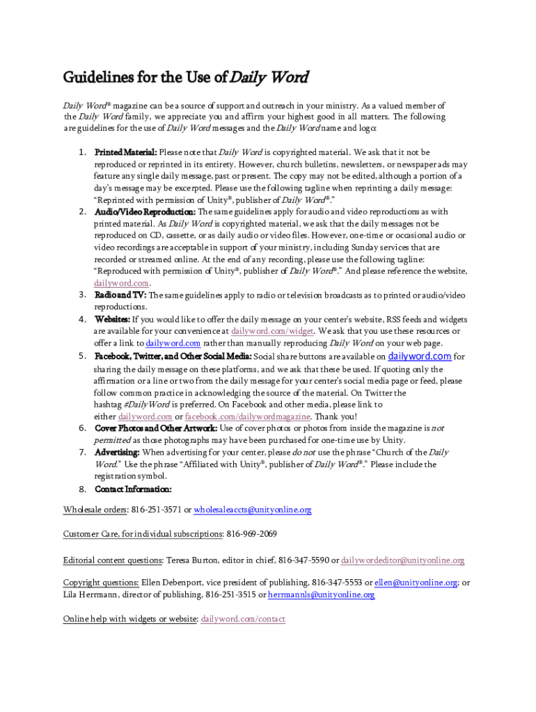 Fillable Online Subscribe to Daily Word Magazine Fax Email Print ...