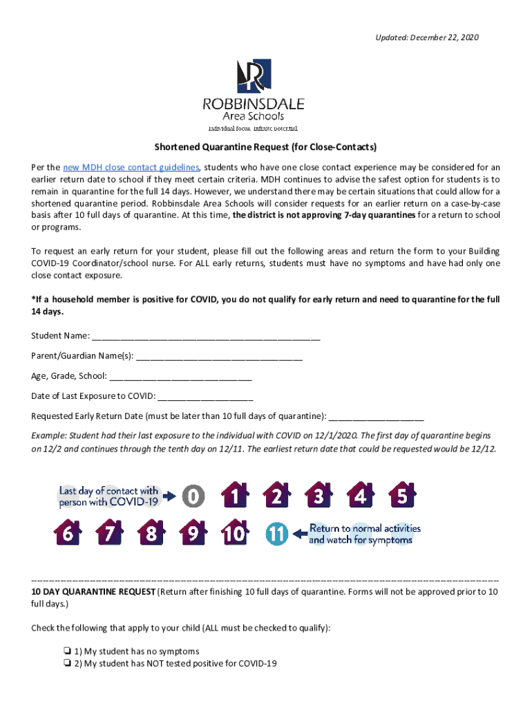 Shortened Quarantine Request Form - Blank Fillable Template | Fill Out ...