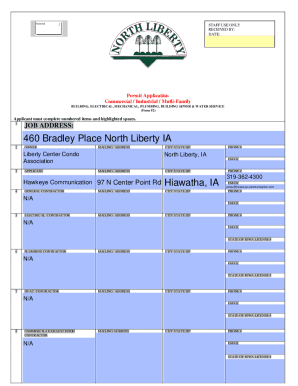 Fillable Online Building Permit Application Commercial, Industrial ...