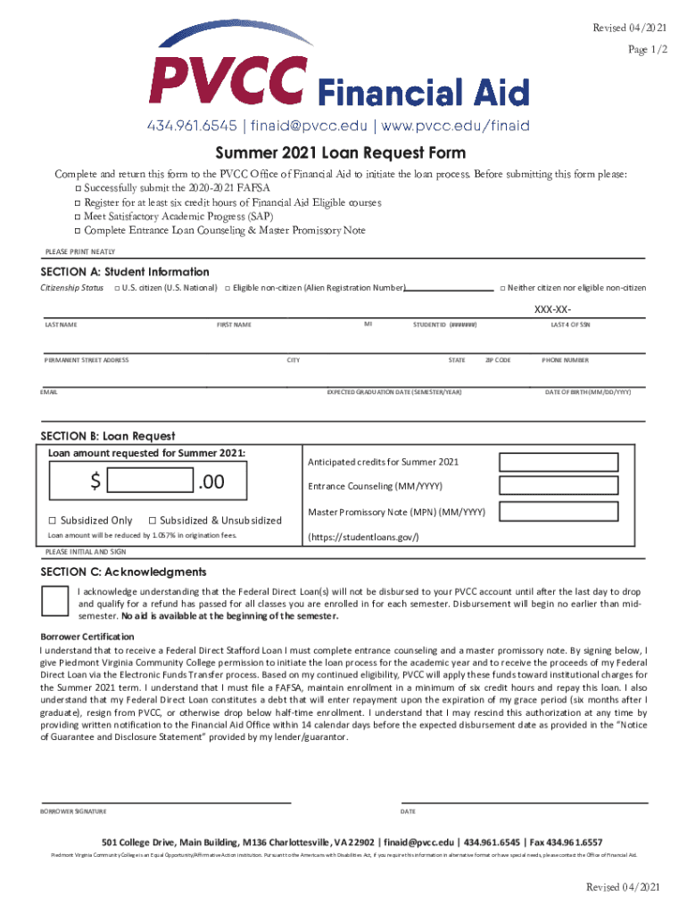 Fillable Online federal direct student loan request form Fax Email ...