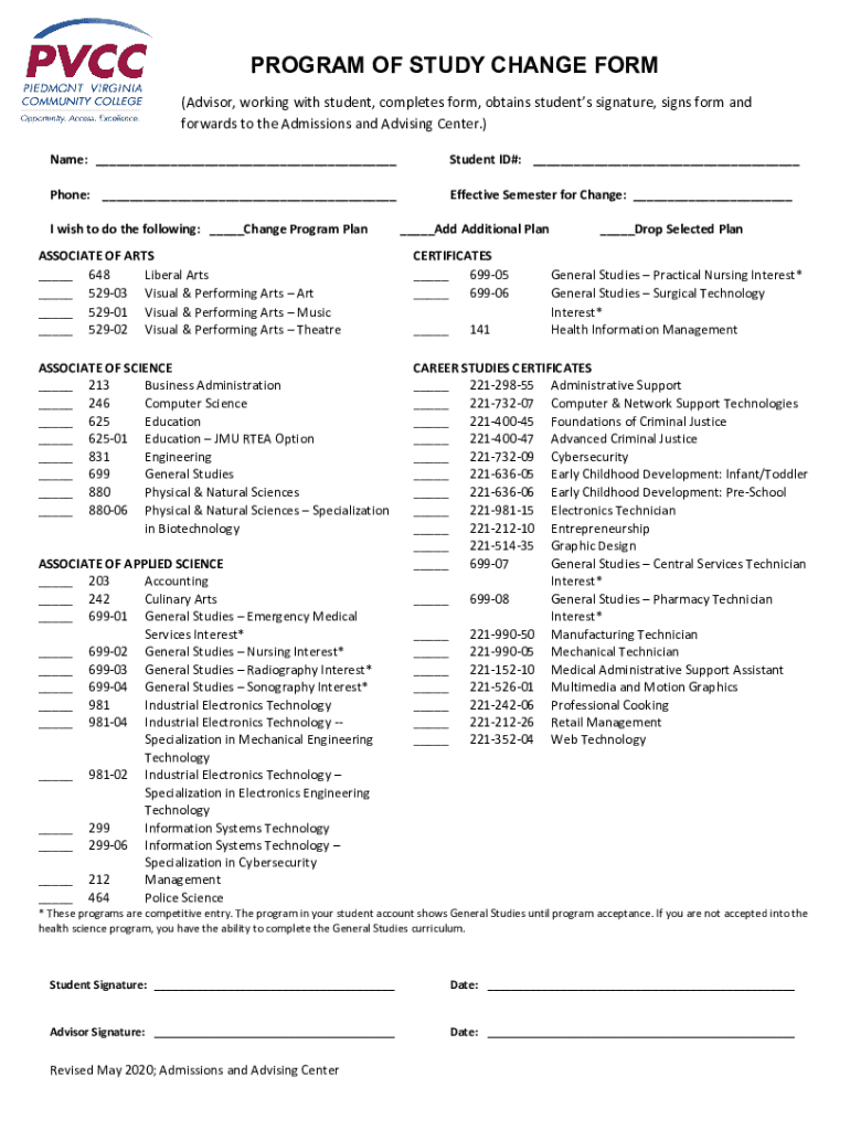 Fillable Online Forms - Academic Advising Center - University of ...
