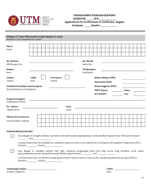 Fillable Online Applications for Conferment of Certificate / Degree ...