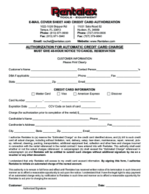 Fillable Online e-mail cover sheet and credit card authorization Fax ...