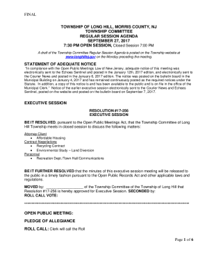 Fillable Online 7:30 PM OPEN SESSION, Closed Session 7:00 PM Fax Email ...