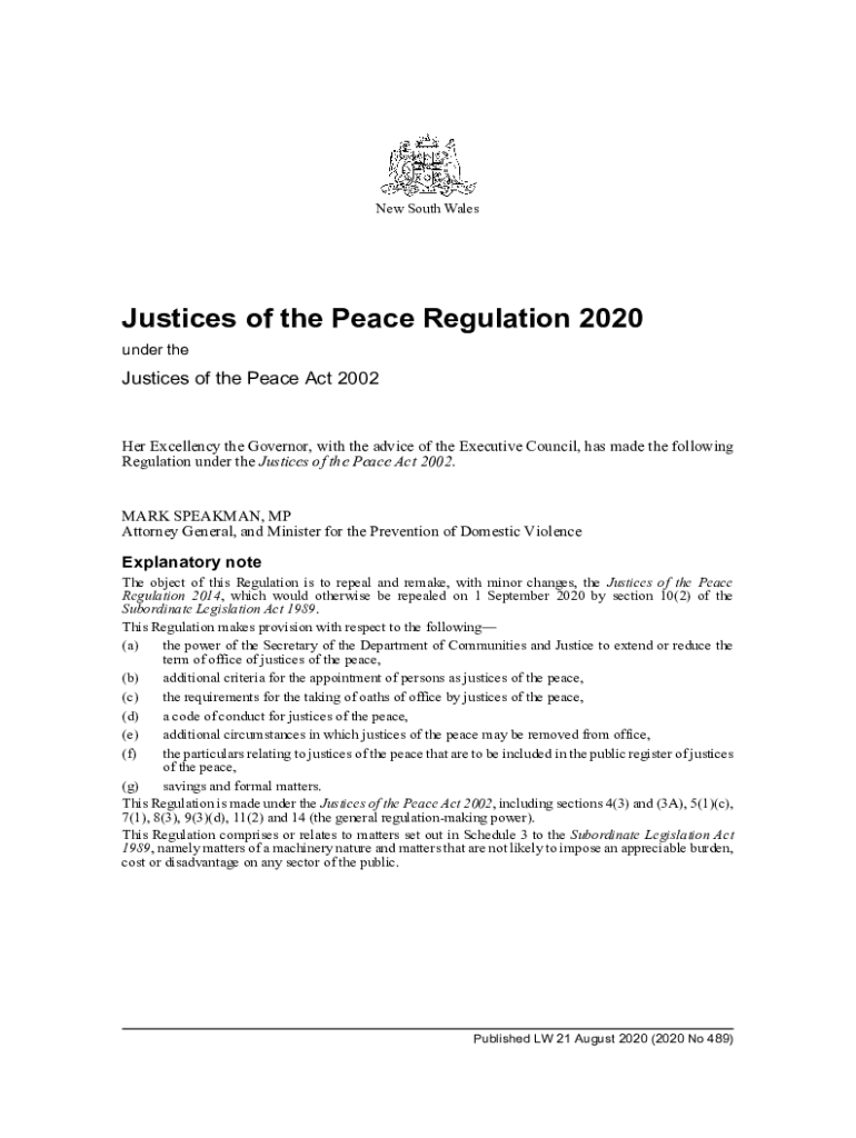 Fillable Online legislation nsw gov Justice of the Peace - Removal from ...
