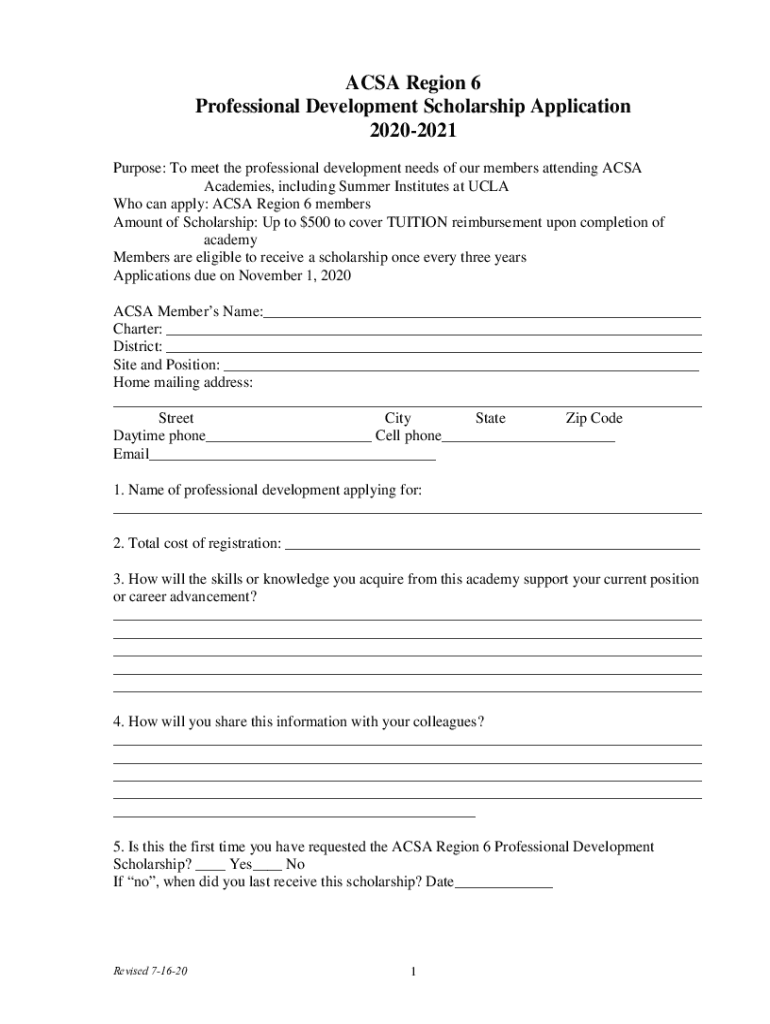 Fillable Online regions acsa ACSA Region 6 Professional Development ...