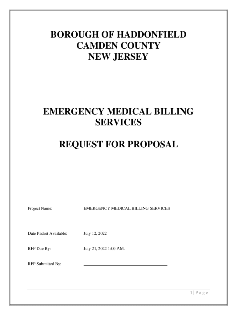 Fillable Online Request for Proposals (RFP) for Emergency Ambulance ...