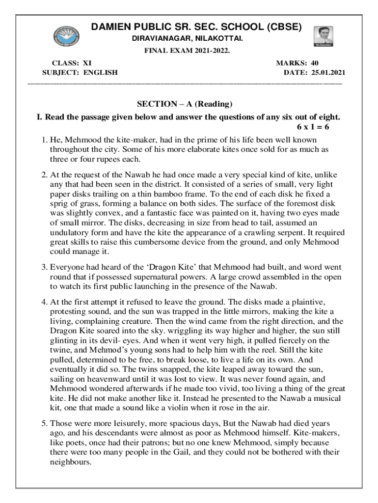 Fillable Online DAMIEN PUBLIC SR. SEC. SCHOOL (CBSE) Fax Email Print ...