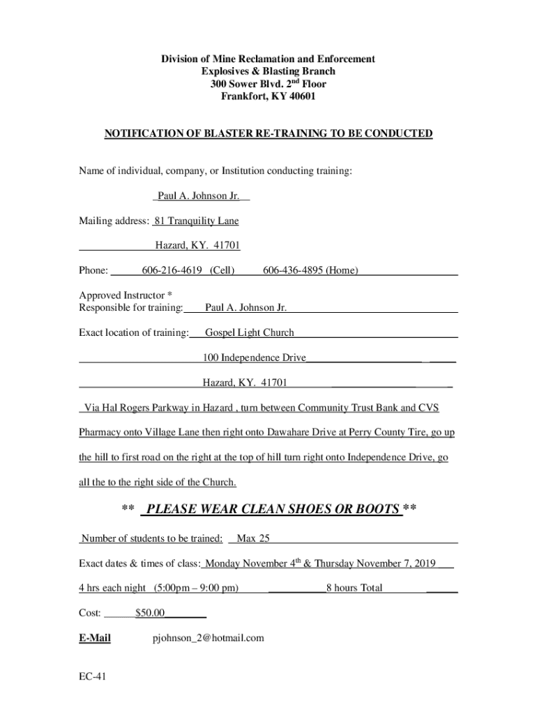 Fillable Online eec ky 4. Ward - Division of Mine Reclamation and ...