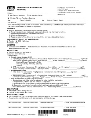 Fillable Online INTRAVENOUS IRON THERAPY Fax Email Print - pdfFiller