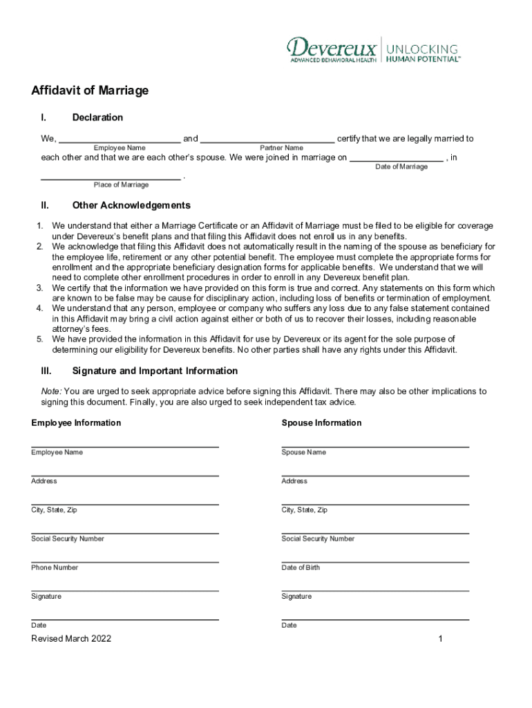 Fillable Online learn devereux Marriage / Domestic Partnership ...