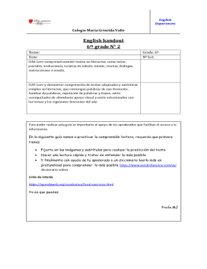 Completable En línea English handout Fax Email Imprimir - pdfFiller