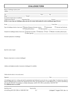 Fillable Online CHALLENGE FORM Fax Email Print - pdfFiller