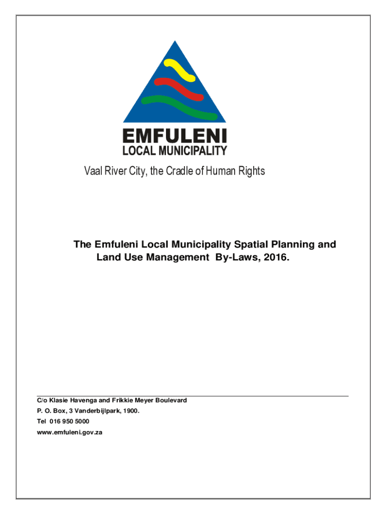 Fillable Online The Emfuleni Local Municipality Spatial Planning and ...