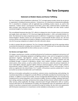 Fillable Online The Toro Company Slavery and Human Trafficking ...