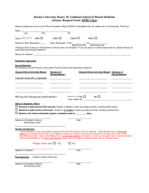 Fillable Online Absence Request Form (DMD Class) Fax Email Print - pdfFiller