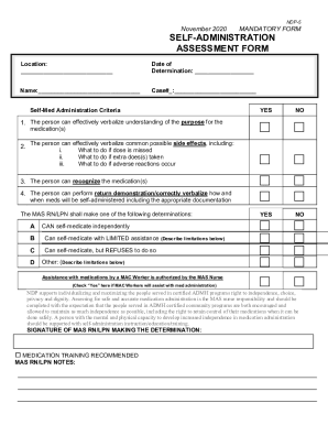 Fillable Online mh alabama Self-Administration Assessment Form Fax ...