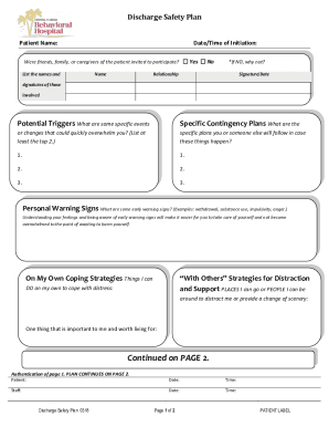 Fillable Online My Safety/Crisis Plan and Recovery Plan Fax Email Print ...