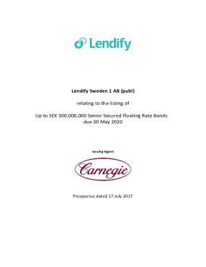 Fillable Online Lendify Sweden 1 AB confirms dates for de-listing and ...
