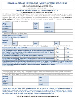 Fillable Online IBEW Local 613 and Contributing Employers Family Health ...