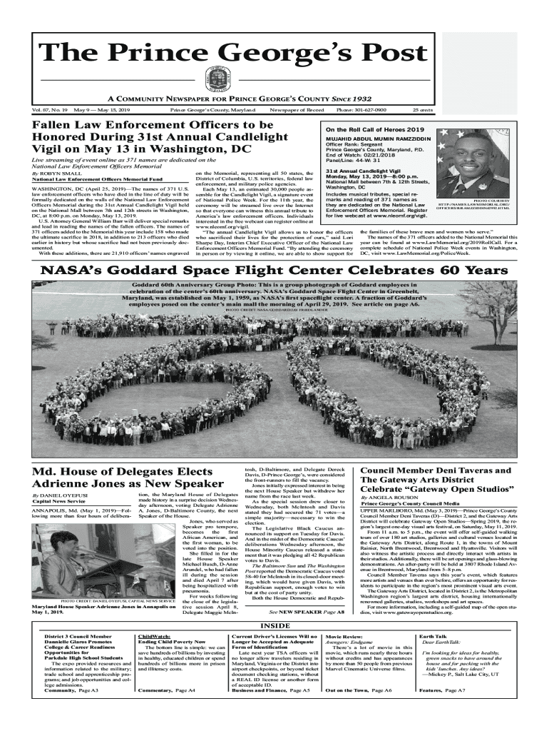 Fillable Online In recognition... - Prince George's County Police ...