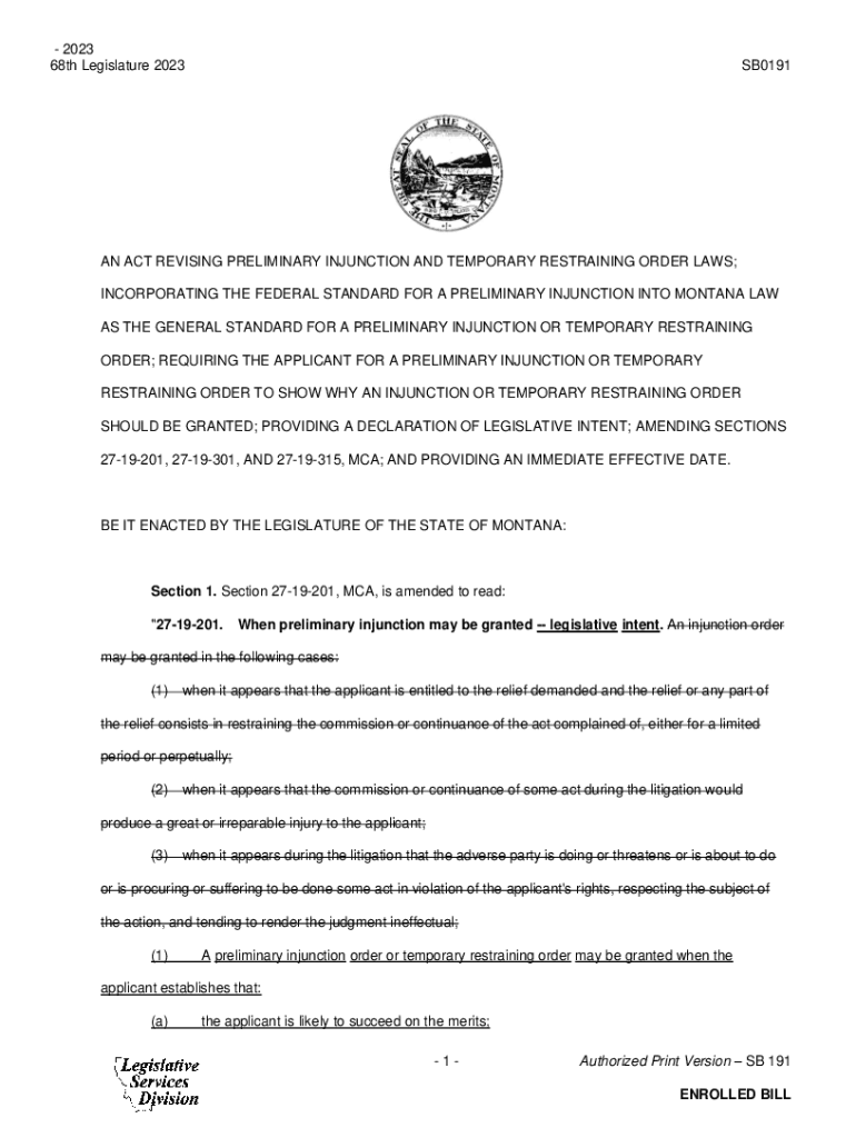 Fillable Online leg mt Bill aims to put federal injunction thresholds ...