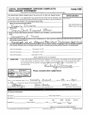 Fillable Online Free fillable FORM CIS: LOCAL GOVERNMENT OFFICER ...