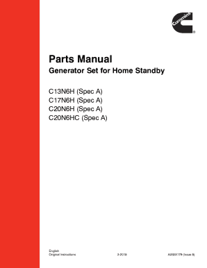 Fillable Online Parts Manual. Onan Generator Set for Home Standby ...