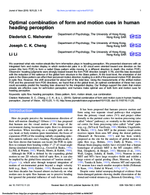Fillable Online Optimal combination of form and motion cues in human ...