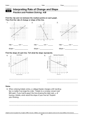 Fillable Online Interpreting Rate of Change and Slope - Lesson 5.3 ...
