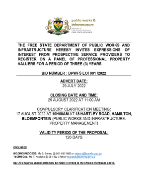 Fillable Online Tender Award The Free State Department of Public Works ...