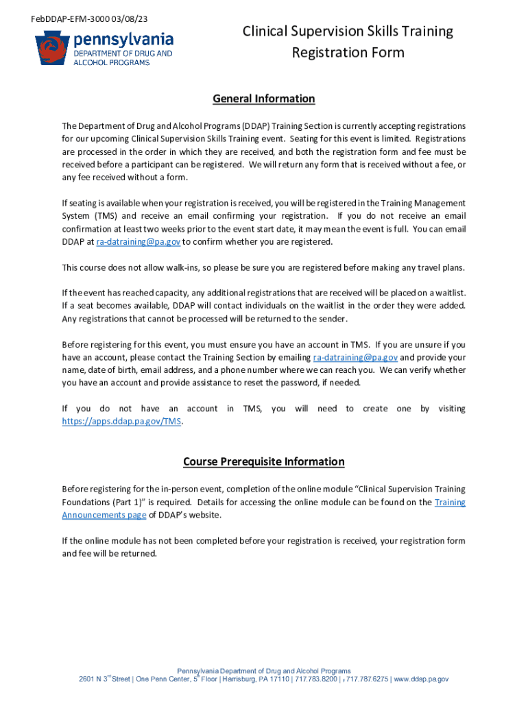 Fillable Online for our upcoming Clinical Supervision Skills Training event Fax Email Print ...