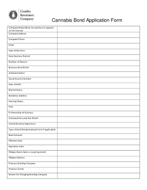 Fillable Online Cannabis Bond Application Form Fax Email Print - pdfFiller