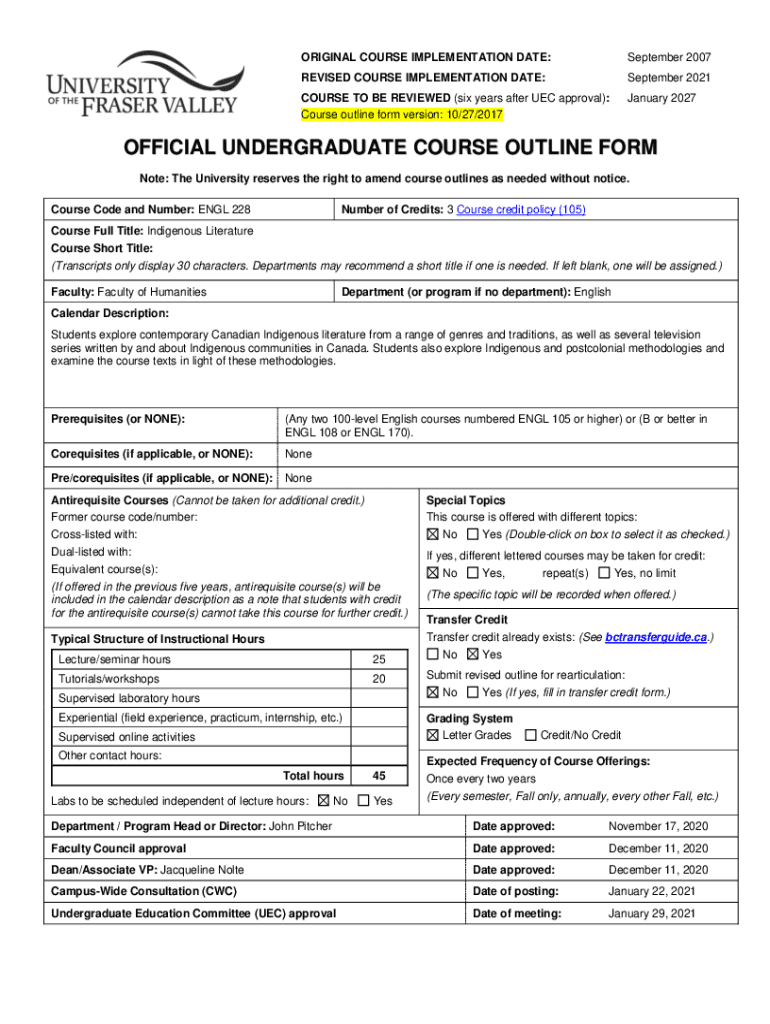 Fillable Online Guidelines for Submission of New Course Proposals and ... Fax Email Print ...