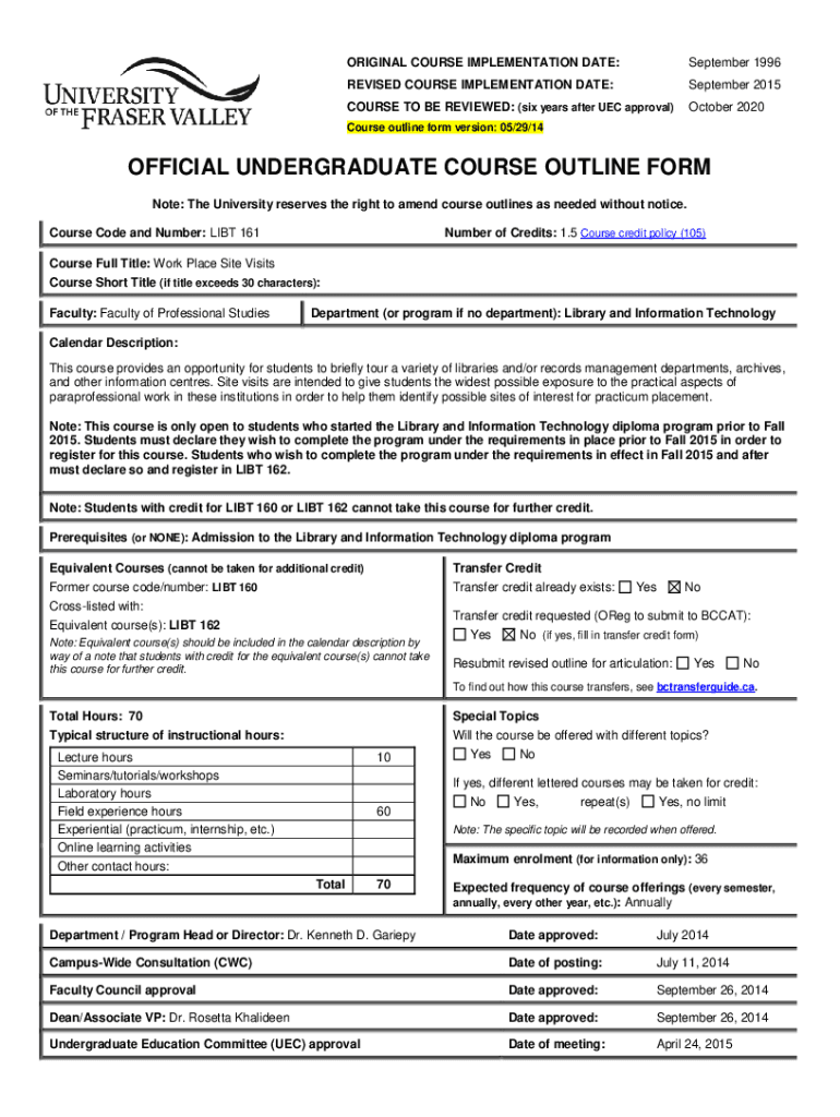 Fillable Online Course Code and Number: LIBT 161 Fax Email Print - pdfFiller